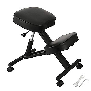 Happybuy Ergonomic Kneeling Chair Heavy Duty Better Posture Kneeling Stool Office Chair Home for Body Shaping Relieveing Stress Meditation Desk Computer Kneeling Stool Chair (Black/PVC)