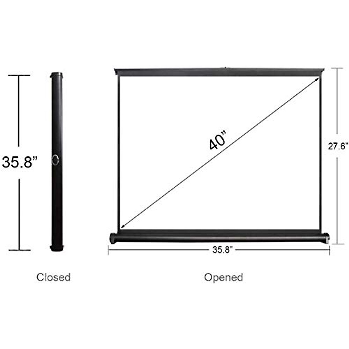 Cocar 50" Portable Projection Screen for Mini/Professional LED/LCD/DLP Projector Self Standing Pull-Out Style Indoor Outdoor Home Cinema Meeting - 4:3/16:9