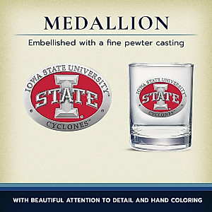 Heritage Pewter Iowa State Double Old Fashioned Glass | Double Rocks Glass 14 OZ for Liquor | Expertly Crafted Pewter Glass