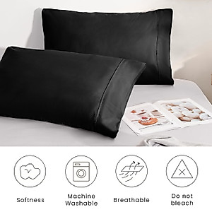 Pillowcases Queen Black Set of 4 Envelope Closure End Easy Fit for All Season Warm Soft and Breathable Material Machine Washable