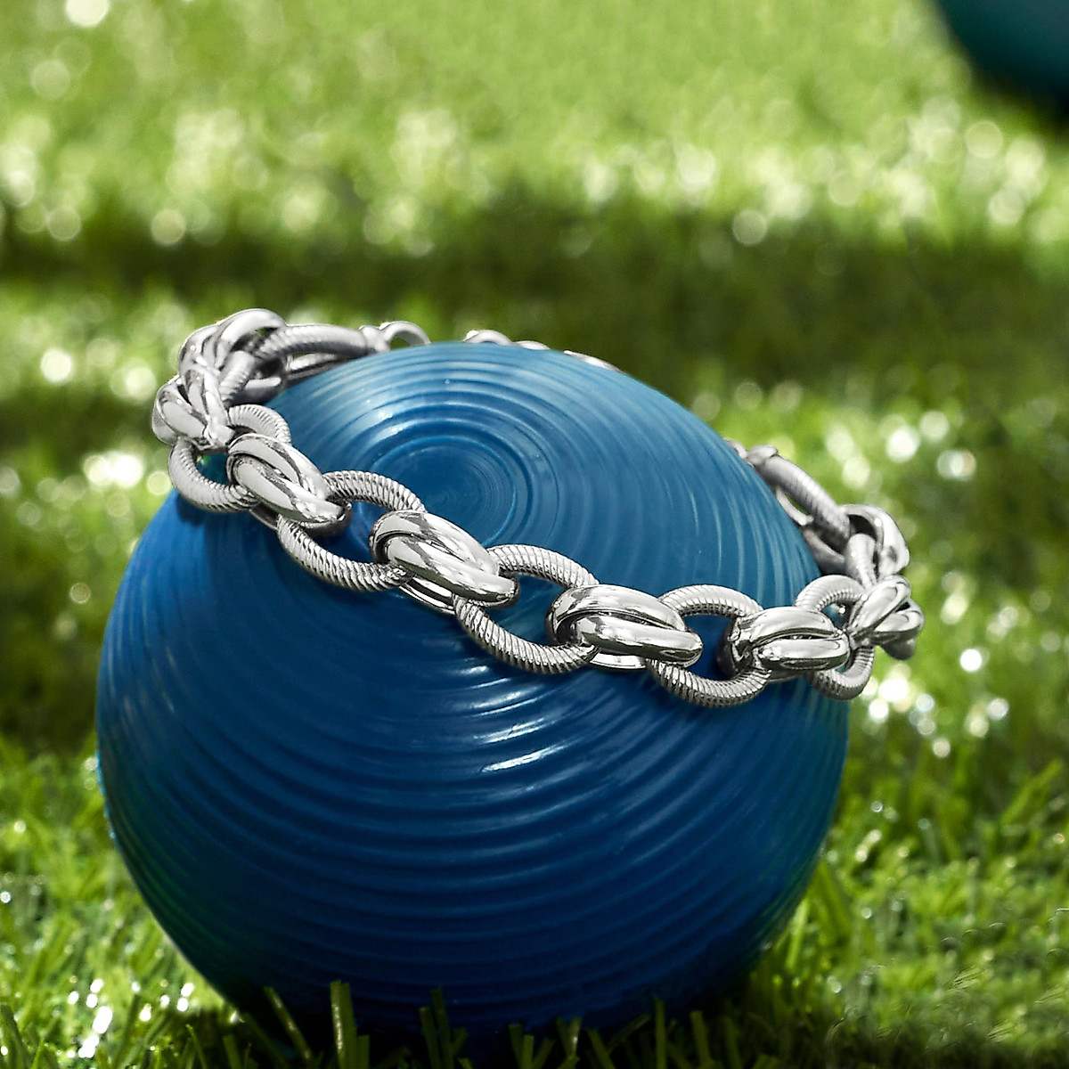 Ross-Simons Italian Sterling Silver Textured and Polished Multi-Link Bracelet. 8 inches