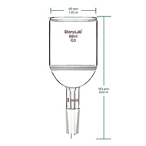 stonylab Buchner Filtering Funnel, Borosilicate Glass Buchner Filtration Funnel with Fine Filter Disc (G3) and 24/40 Lower Standard Joint, 60 ml
