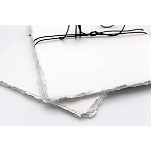 Shizen Design Watercolor Paper, 8.5 x 11 inch 200GSM Cotton Rag Paper Deckled Edge, Torn Paper, Handmade Paper Sheets for Drawing, Watercolor, Sketching