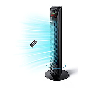 Tower Fan, 35” Oscillating Cooling Fan with 3 Speeds & 3 Modes, Auto Mode, Remote Control, LED Display, 12-Hour Timer, Portable Stand Up Floor Bladeless Fan for Bedrooms, Living Rooms, Kitchen, Offices