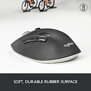 Logitech M720 Triathlon Multi-Device Wireless Mouse, Bluetooth, USB Unifying Receiver, 1000 DPI, 8 Buttons, 2-Year Battery, Compatible with Laptop, PC, Mac, iPadOS - Black