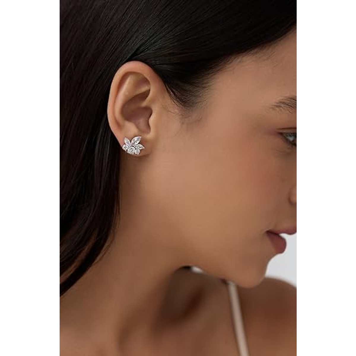 Michooyel Cluster Cubic Zirconia Stud Earrings Bridal Wedding Earrings Marquise Diamond Women's Earrings Brides Bridesmaid