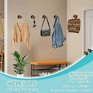 BeiLeiNiceHK Wall Hooks for Hanging Heavy Duty, 4 Packs Black Walnut Coat Hooks Wall Mount Small Wooden Decorative Wall Hanging Hooks