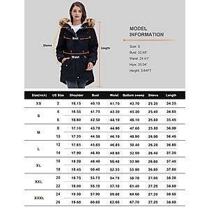 ROYAL MATRIX Women's Winter Coats Fleece Lined Parka Jacket Hooded Long Winter Warm Parka Coat with Pockets Black,8