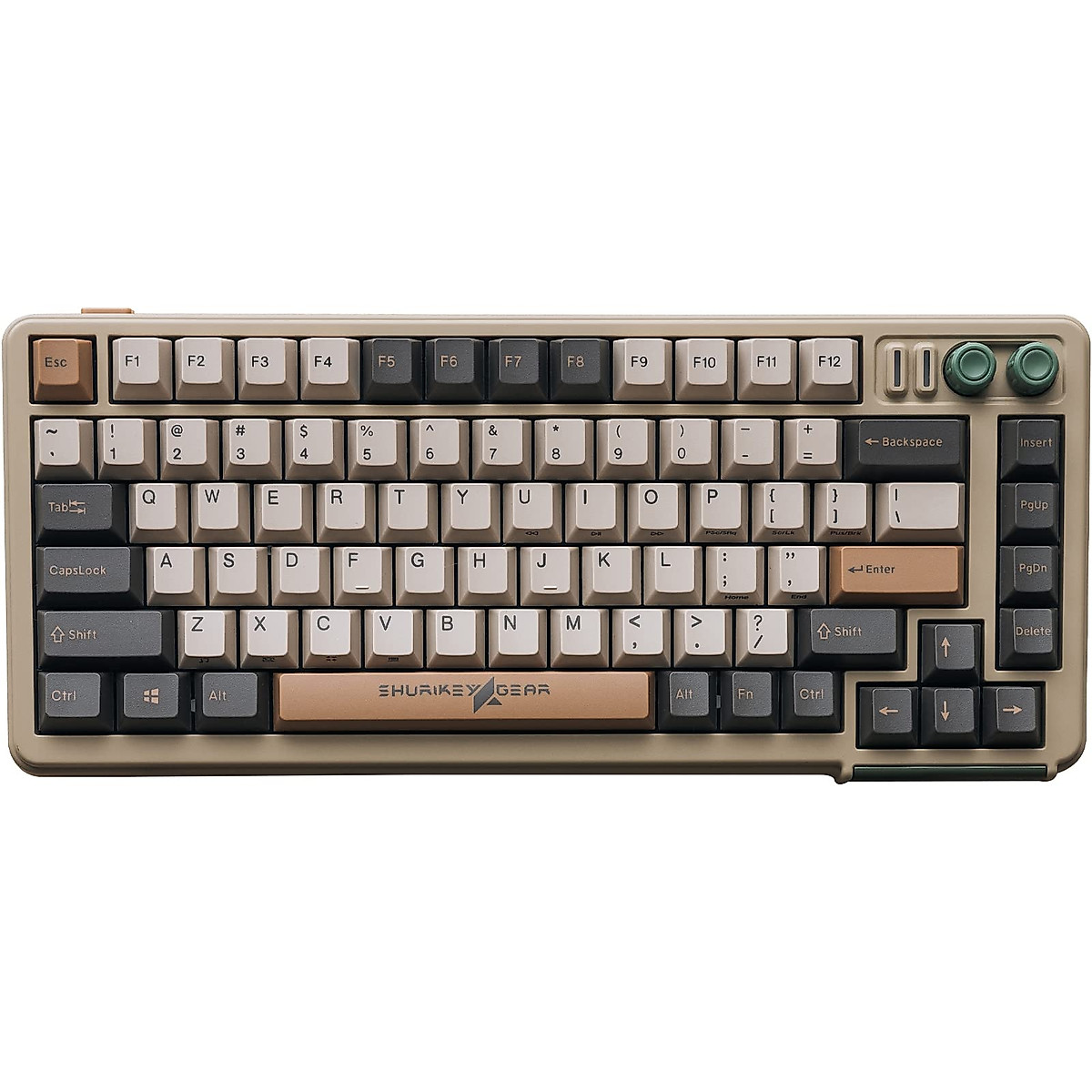 Shurikey 75% Gaming Keyboard Wireless Wired Compact 80% Retro Mechanical Keyboard with ABS Double Shot keycaps - Saizo 002 (Varmilo EC V2 Moxa Switch)