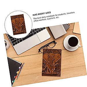 DEPILA Practical Lined Office Print Ruled College Notepad Retro Pu Hardbound for Notebook Notebooks Elephant Hardcover Cover Coffee Journal Diary Book Supplies Students A School Embossed Note pad