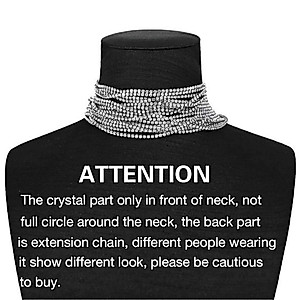Aukmla Multi Layered Chain Crystal Rhinestone Choker Fully Diamond Statement Necklace Wedding Jewelry for Women