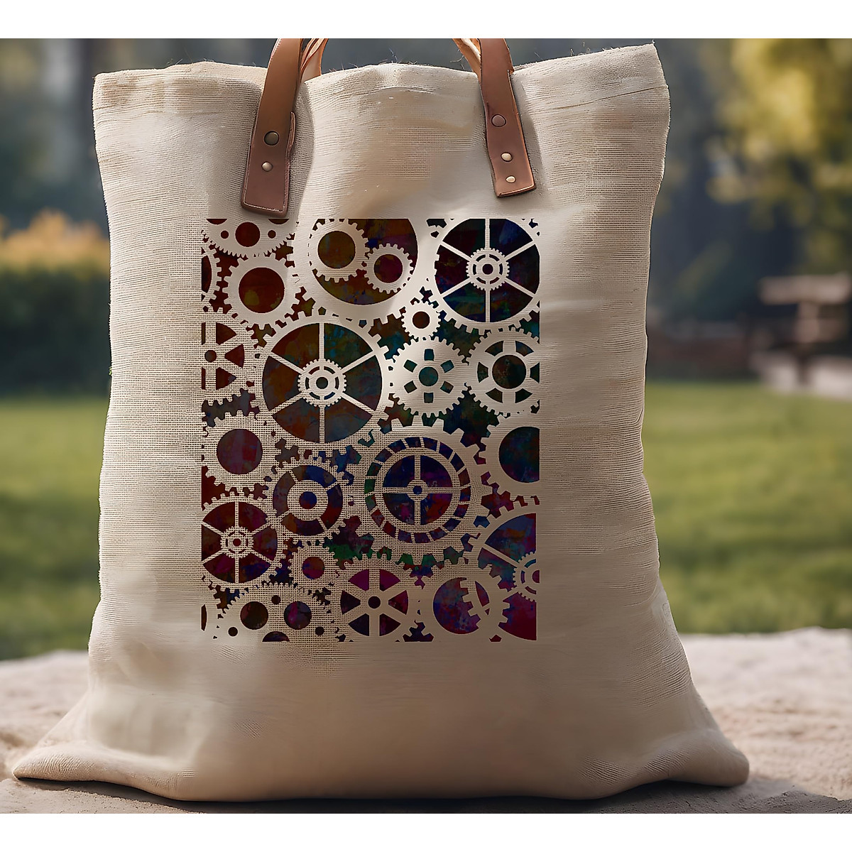 Steampunk Gears Cogs Pattern Stencil Template Reusable for Painting on Walls, Wood, Arts and Crafts (998) - 8.5 x 11 Inches