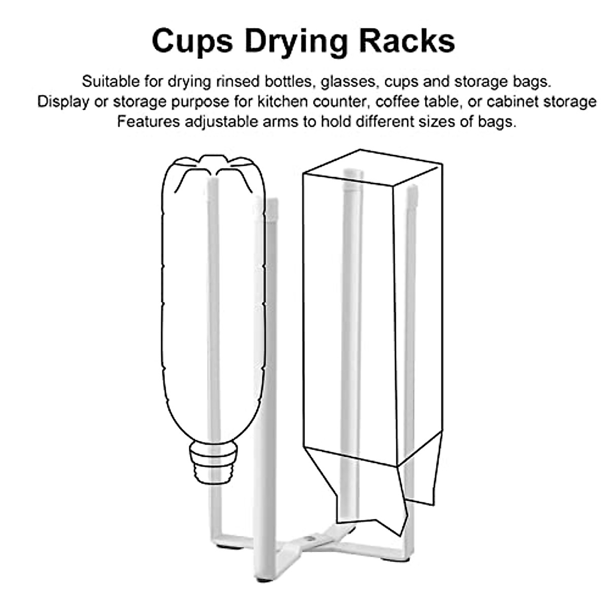 Plastic Bag Holder, Multifunctional Kitchen Stand Holder for Plastic Bags Bottles Cups Drying Racks Shelf