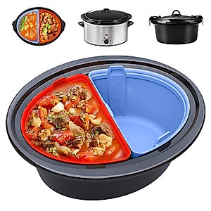CHAHOT Silicone Slow Cooker Liners-2Pcs Slow Cooker Divider Liners for Crock Pot 6QT, Reusable Leakproof Dishwasher Safe BPA Free Food Grade Silicone Slow Cooker Liners for Crockpot Slow Cooker 6-7QT