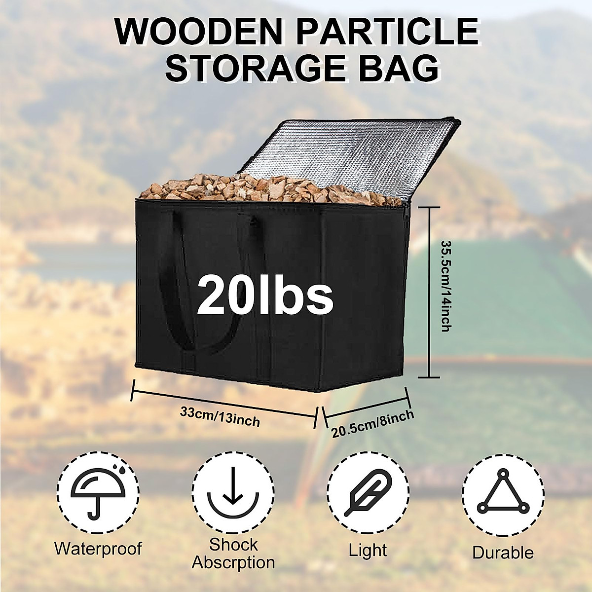 3Pcs Wood Pellet Storage Containers, 20LBs Pellet Containers for Grill Pellet, Nonwoven Fabric Charcoal Container Waterproof Storage, Smoker Pellet Storage for Outdoor Camping BBQ Wood Carrying