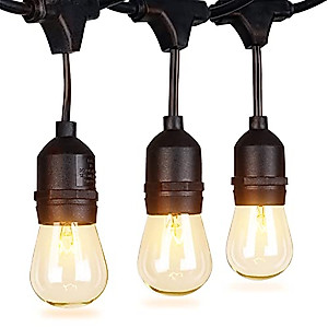 Amico 49FT Outdoor String Lights Commercial Grade Waterproof Dimmable Patio Light String 11W Incandescent Dimmable Edison Bulbs UL Listed Heavy-Duty Decorative Yard Garden Bistro Market Café