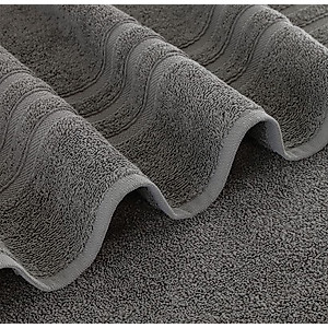 Hawmam Linen Grey Bath Towels Set of 4, Cotton Body Towel for Hotel, Gym, Spa, Soft Extra Absorbent Quick Dry Towels for Bathroom 27x54 Inch