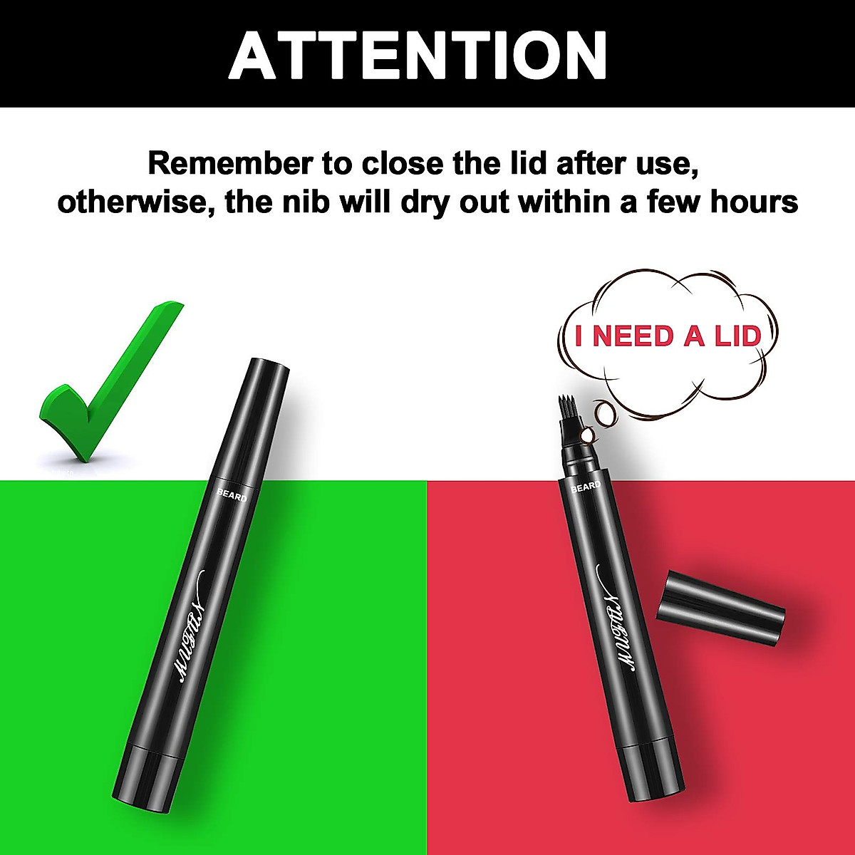 2PCS Beard Pencil Filler for Men - Sweat Proof, Water Resistance, Long Lasting & Natural Finish barber Pencil, Mustache Repair Shape(BROWN)