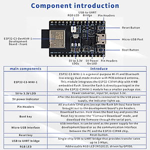 JESSINIE ESP32-C3-DevKitM-1 WIFI Bluetooth Development Board ESP32 ESP32-C3-MINI-1 module WiFi+BT BLE Module ESP32-C3 C3FN4 Core 4MB