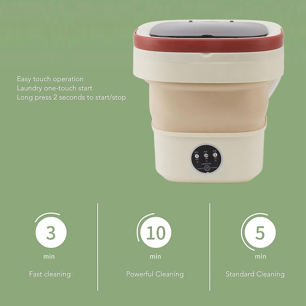 Asixxsix Foldable Washing Machine, Portable Mini Washer, High Capacity Mini Washer with Deep, Suitable for Apartments, Dormitories, Camping, Travel (US Plug 100‑240V)