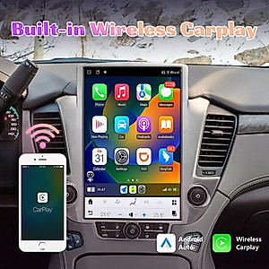 for Chevroler Suburban Tahoe GMC Yukon 2014-2020 Head Unit 14.4 Inch Qualcomm Android Car Radio Stereo Replacement Touch Screen Android Auto GPS Navigation Multimedia Play