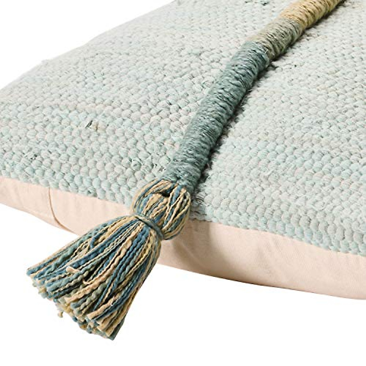 Creative Co-Op Woven Cotton Lumbar Wrapped Appliqued Cord & Tassels, Multi Color Pillow