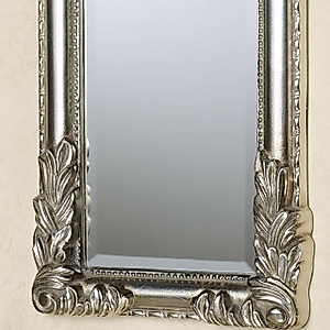 Touch of Class Royal Acanthus Panel Wall Mirror - Resin - Antique Silver - Beveled Glass - Victorian Style Accent Mirrors for Bedroom, Living Room, Dining Room, Hallway, Entryway, Foyer, Office