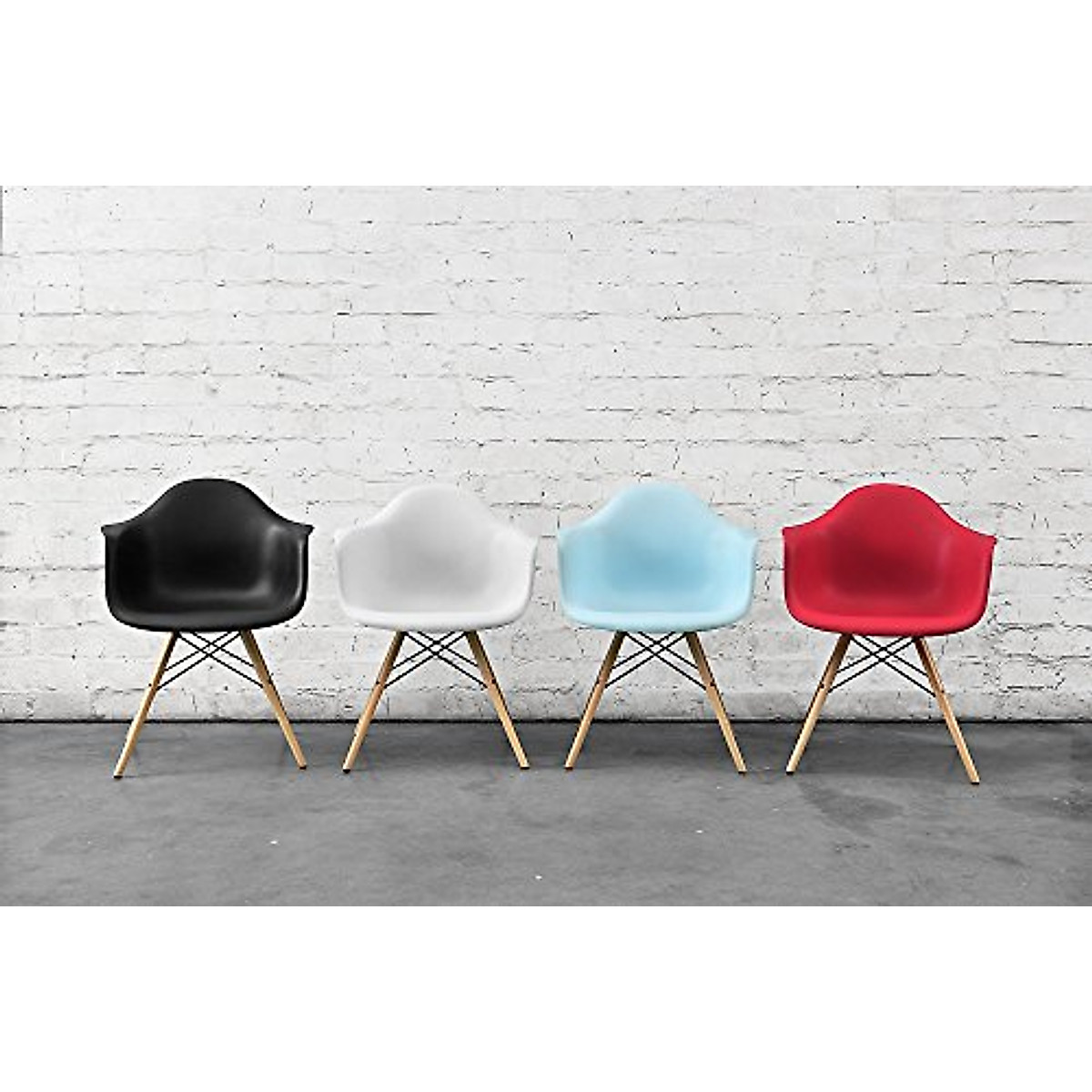 DHP Mid Century Modern Chair with Wood Legs, White