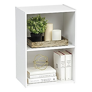 IRIS USA Small Spaces Wood, Bookshelf Storage Shelf, Bookcase, 2-Tier, White (596166)