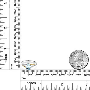 Gem Stone King 925 Silver and 10K Yellow Gold 8X6MM Pear Shape Gemstone Birthstone and White Lab Grown Diamond Engagement Ring For Women | Available In Size 5, 6, 7, 8, 9