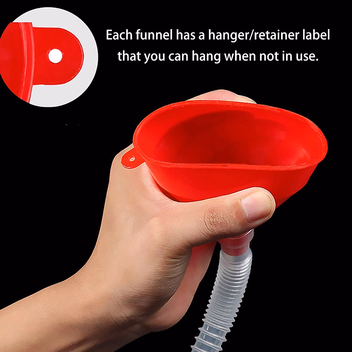 Annurssy 2 Pack Multi-purpose Oil Funnels with Long Flex Flexible Tube for Adding Engine Oil, Gasoline, Diesel & Other Liquids