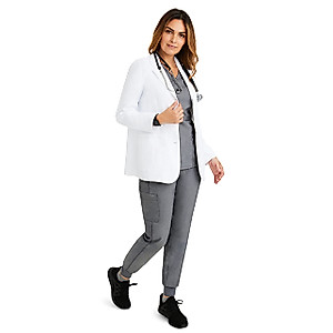 Healing Hands Women's Lab Coat with 4 Pockets, Moisture Wicking & 2-Way Stretch Fabric, Button Front Consultation Coat 5160, S, White