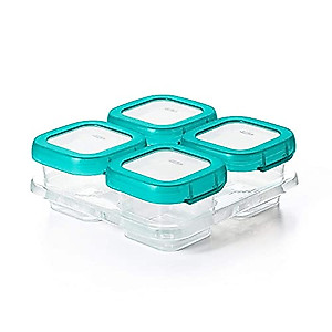 OXO Tot Baby Blocks Food Storage Containers, Teal, 4 Ounce - Set of 2