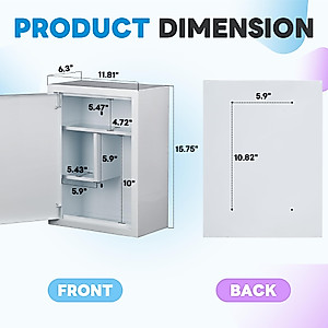 Suuiwau Medicine cabinet with lock, Wall Mount cabinet, Large Capacity Medical lock box, Wall cabinet, Lockable medicine cabinet for Bathroom, Kitchen, School, White, USY23-0001