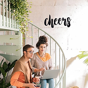 Cheers Wall Decor Cheers Sign Metal Bathroom Cheers Sign for Home, Office, Living Room Decoration, Black