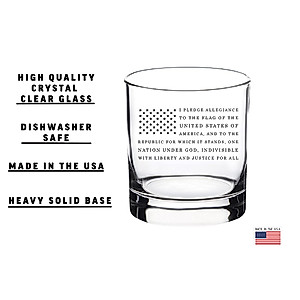 Rogue River Tactical Pledge Of Allegiance Old Fashioned Whiskey Glass Gift For Military Veteran Active Duty Patriotic American