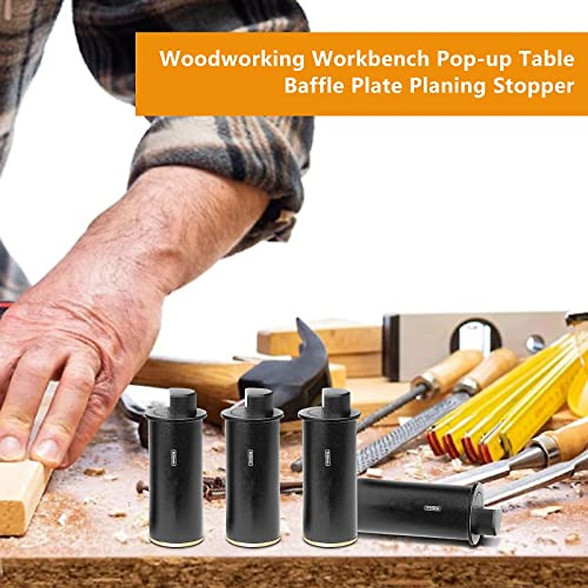Workbench Stop Dog, 26mm Hole Adjustable Pop-up Bench Dog, Workbench Pop-up Table Baffle Block Desktop Latch, Woodworking Desktop Limit Block Auxiliary Positioning Fixing Tool (4Pcs)