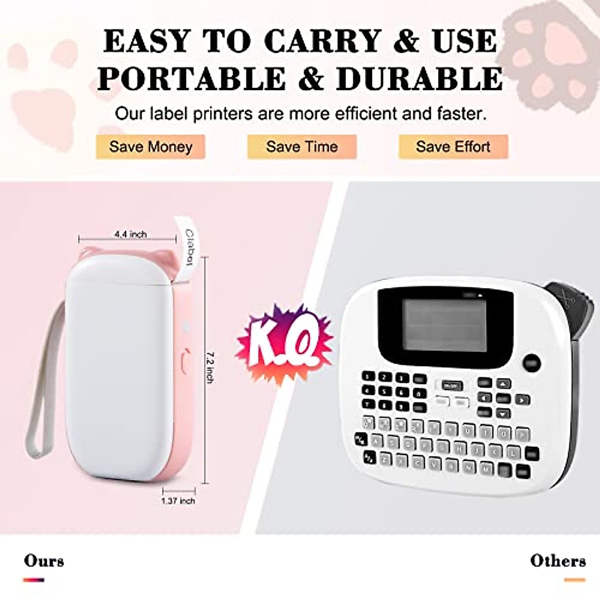 2023 Label Maker Machine, 520B Wireless Bluetooth Portable Label Printer with Label Tape Included Multiple Templates, USB Rechargeable for Christmas Decoration Home Office and Store Organization, Pink