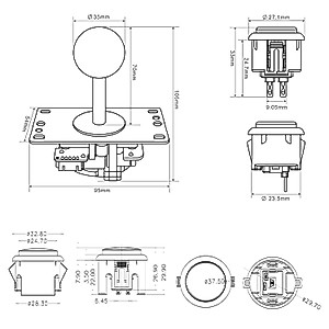 Easyget 2-Player DIY Arcade Kit USB to Joystick Arcade DIY Parts Kit For PC, Windows, MAME, Raspberry Pi - 2x Zero Delay USB Encoder + 2x Arcade Joystick + 20x Arcade Buttons Color: Red + Blue