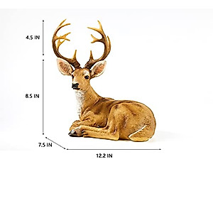 SHUIANGRAN Crouching Resin Deer Animal Decoration Resin Statue Outdoor Deer Statue Lawn Decoration Garden Animal Outdoor Decoration Garden Statue