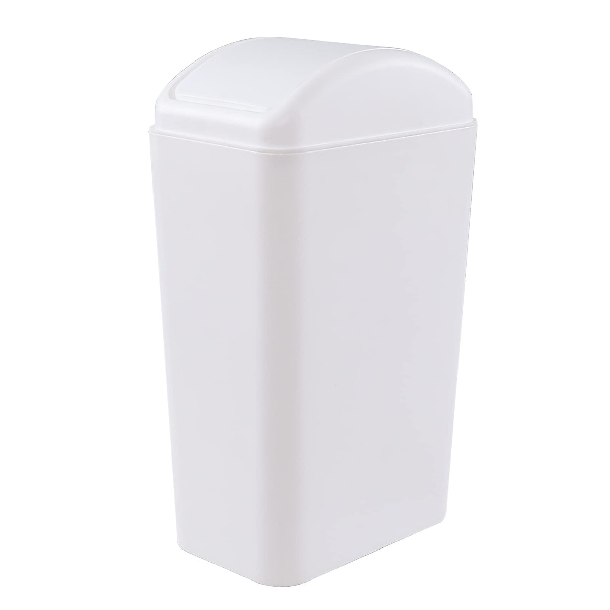 Yesdate 3.5 Gallon Trash Can with Swing-Top Lid, Plastic Garbage Bin, White