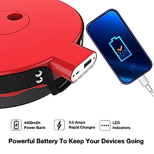 Arcwares Portable Charging Stool with Power Bank and USB Nightlight, Collapsible Retractable Folding Camping Stool Seat for Indoor Outdoor, 4400 mAh Charger for iPhone Android