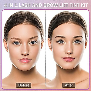 Lash Lift and Tint Kit, Lash Lift Kit with Tint Black, Easy to Use, Lash and Brow Lamination Kit, All in One Suitable for Salon and Home Use, Long Lasting 6-8 Weeks