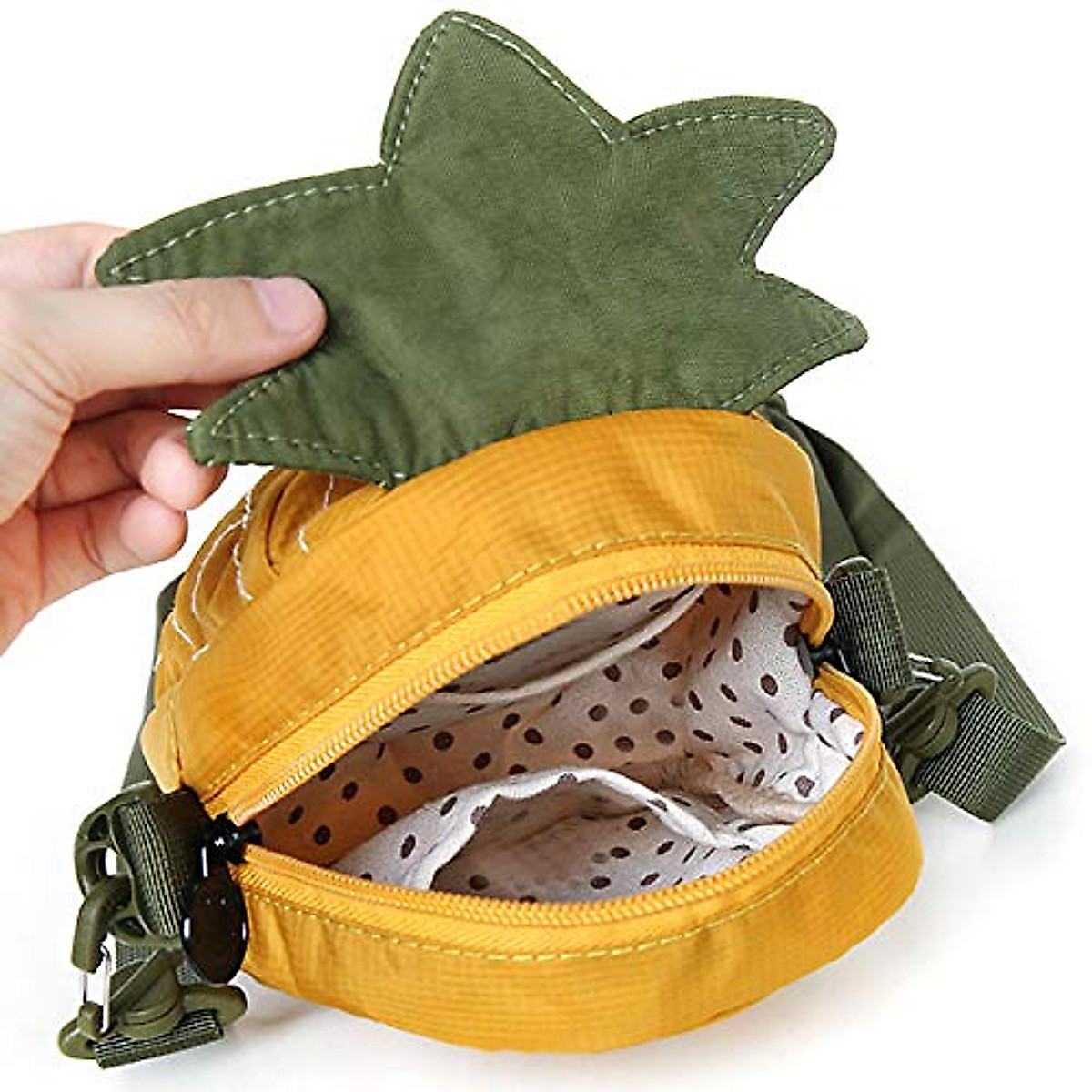 Van Caro Pineapple Shape Mini Purse,Women Crossbody Oxford Fruit Bag Cellphone Purse Ginger
