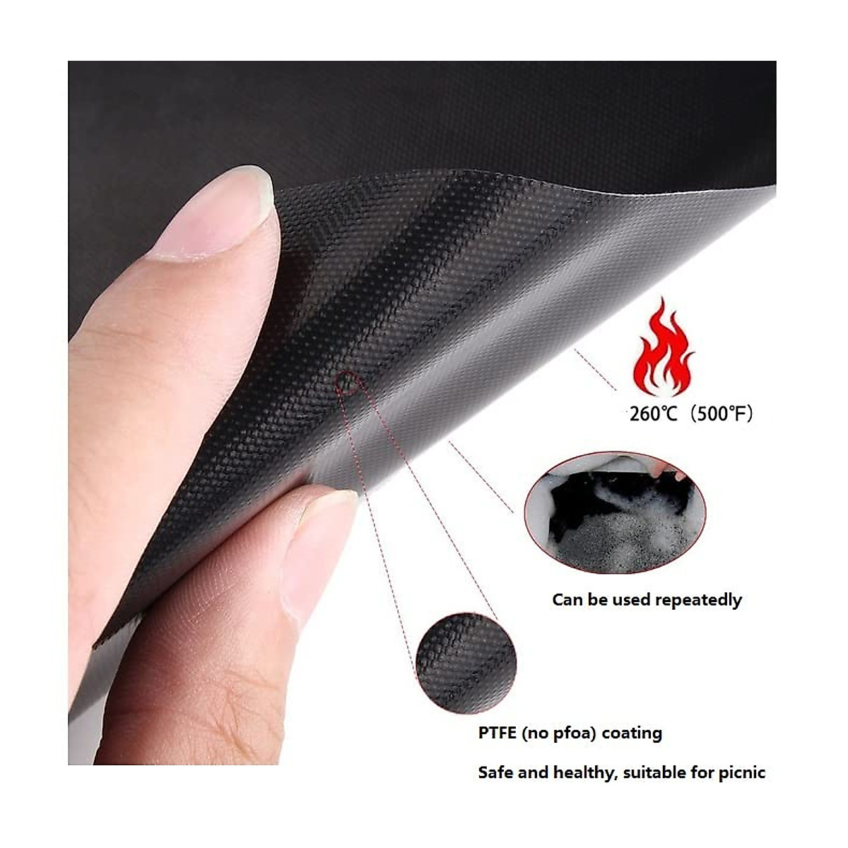 Oven Liner BBQ Grill Mat 40x33cm Non Stick Barbecue Baking Mats Reusable Teflon Oven Liner Sheets Baking on Gas Charcoal Electric Oven Black (2)