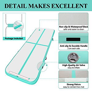 COVERONICS Air Gymnastics Training Mats - 10FT Inflatable Gymnastics Mats Tumble Track with Pump & Storage Bag for Gymnastics Training/Home&Outdoor Use/Cheerleading/Yoga/Water