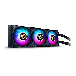 Gigabyte AORUS WATERFORCE 360 AIO Liquid CPU Cooler, 360mm Radiator with 3x120mm Low Noise ARGB Fans, Rotatable ARGB Lighting Panel Design,Compatible with Intel LGA1700 (GP-AORUS WATERFORCE 360),Black