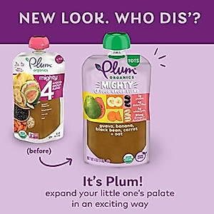 Plum Organics Mighty 4 Organic Toddler Food - Guava, Banana, Black Bean, Carrot, and Oat - 4 oz Pouch (Pack of 12) - Organic Fruit and Vegetable Toddler Food Pouch