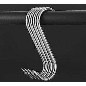 HONSHEN 8 Inch Meat Hook,8mm Heavy Duty S-Hooks Stainless Steel Meat Processing Butcher Hook (Meat Hooks 8inch8mm4p)
