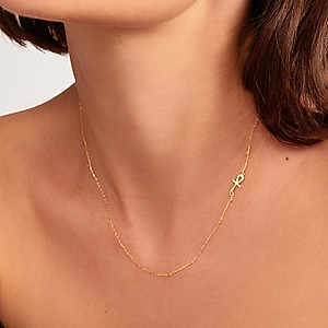GELIN Ankh Cross Necklace in 14K Solid Gold | 14k Gold Sideway Cross Necklace, 18"